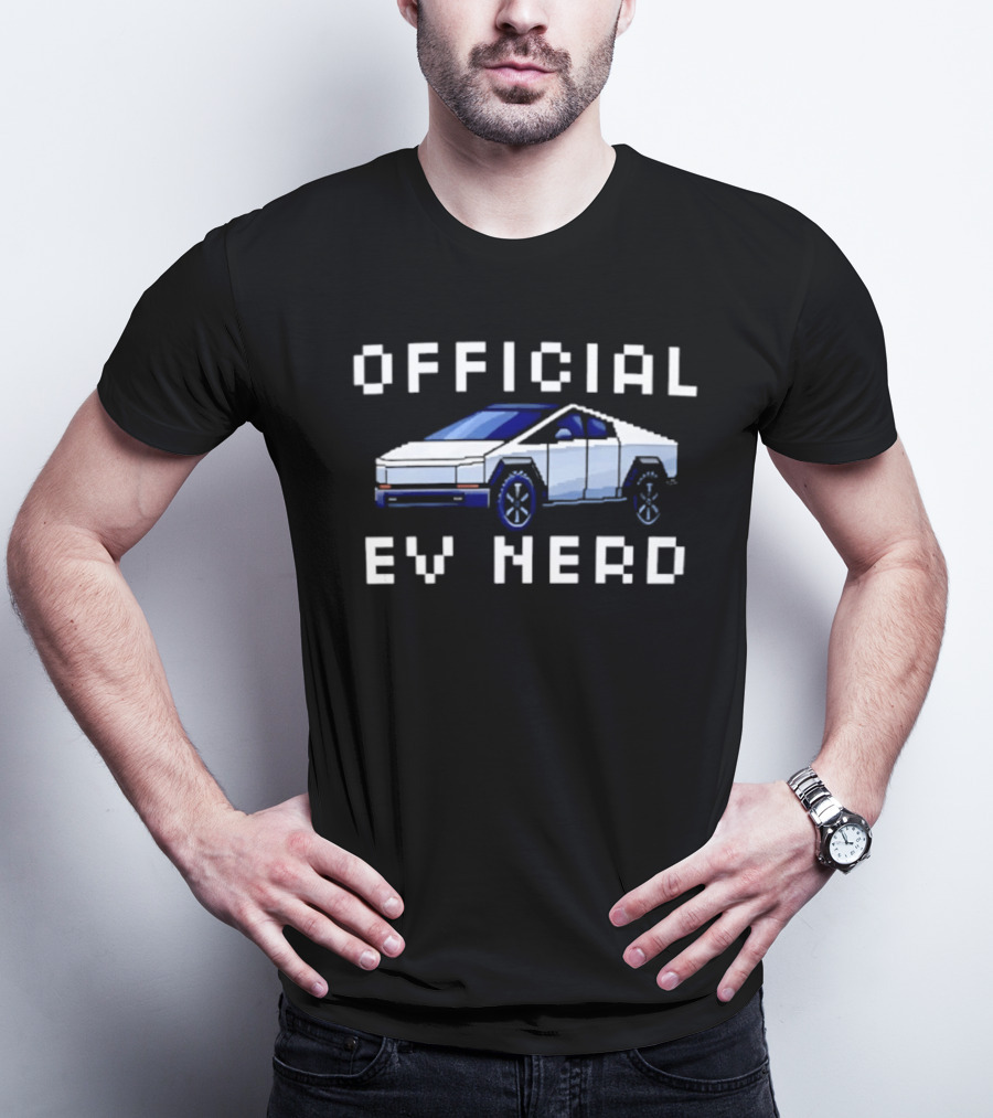 Official Ev Nerd Cybertruck Pixel Tesla T-Shirt