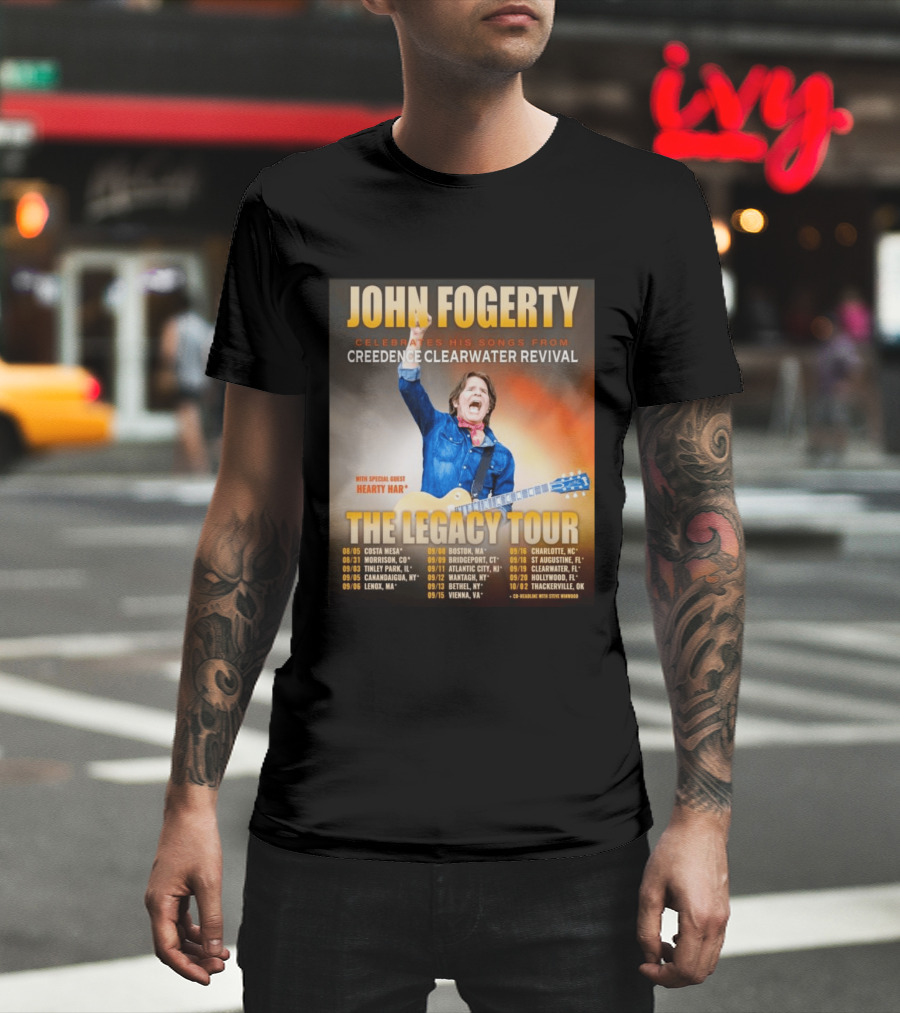 John Fogerty Celebrates His Songs From Creedence Clearwater Revival The Legacy Tour With Hearty Har Dates And Locations T-Shirt