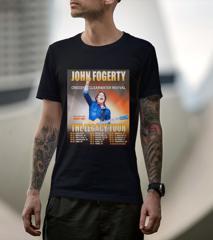 John Fogerty Celebrates His Songs From Creedence Clearwater Revival The Legacy Tour With Hearty Har Dates And Locations T-Shirt