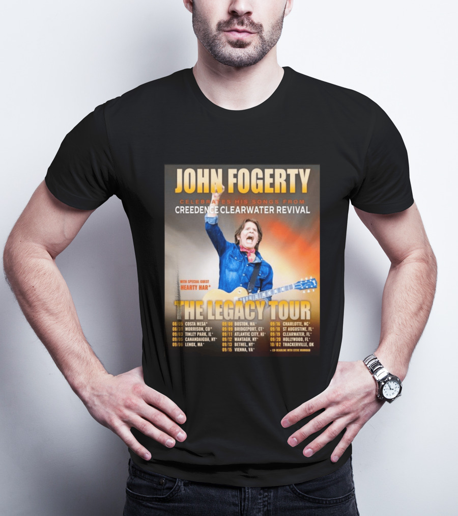 John Fogerty Celebrates His Songs From Creedence Clearwater Revival The Legacy Tour With Hearty Har Dates And Locations T-Shirt