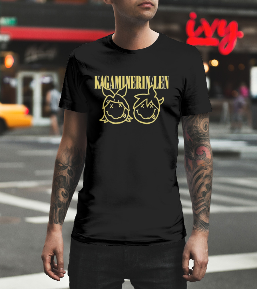 Kagamine Rin Len Smiley Face Vocaloid Icons Yellow T-Shirt
