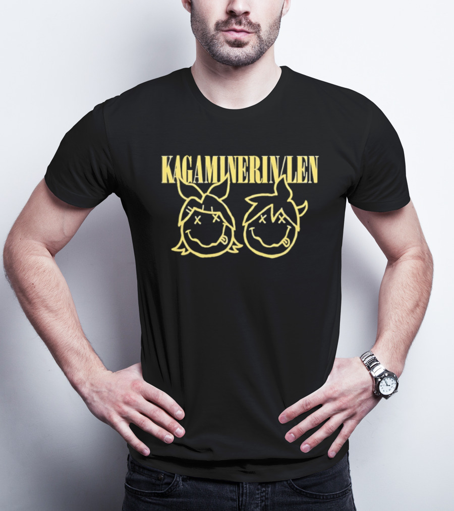 Kagamine Rin Len Smiley Face Vocaloid Icons Yellow T-Shirt