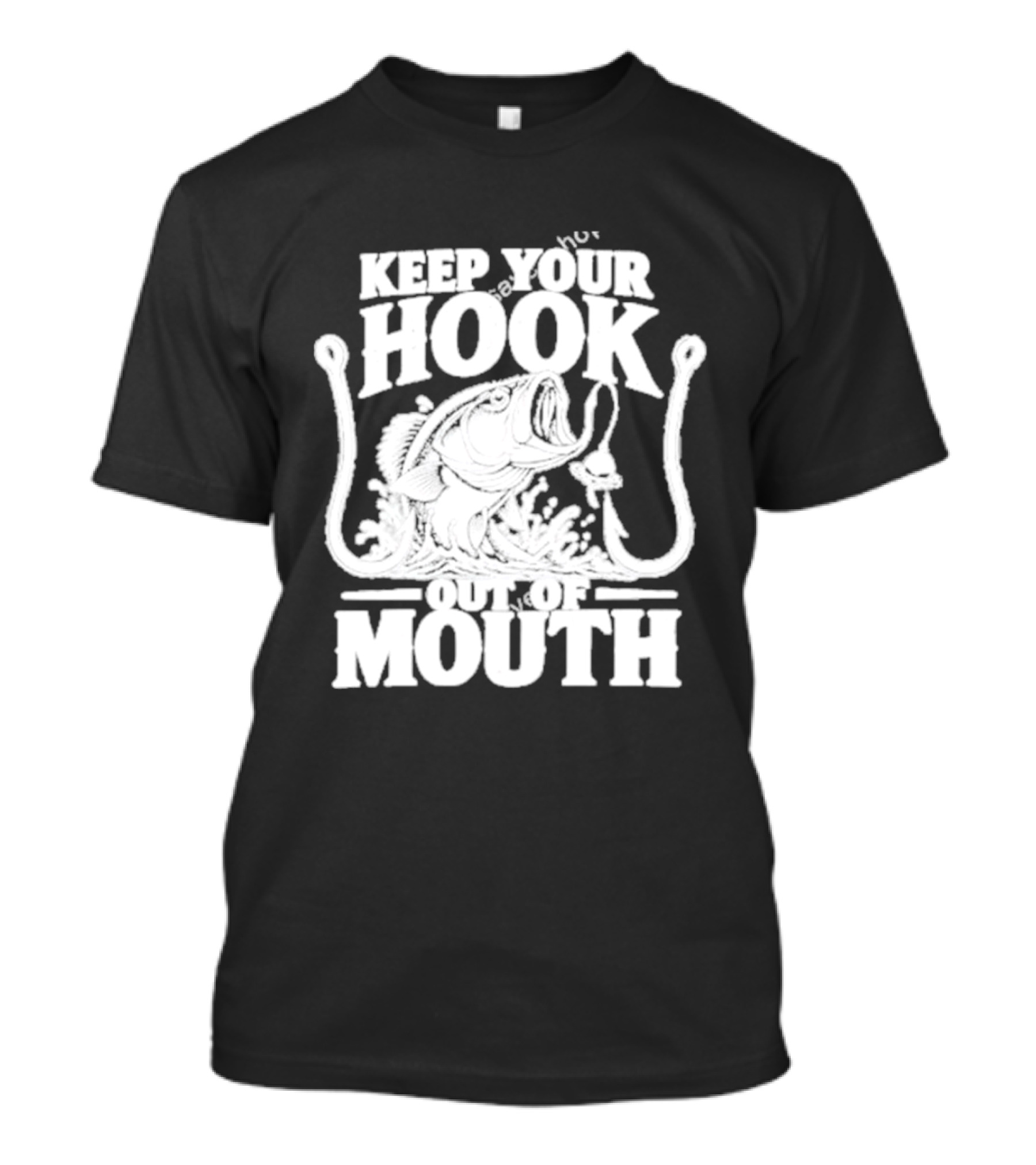 Keep Your Hook Out Of Mouth Bass Angling Water Splash Distressed T-Shirt