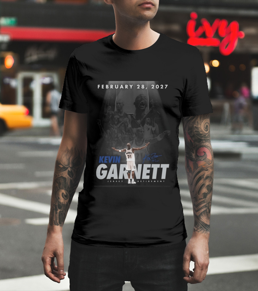 Kevin Garnett February 28 2027 Jersey Retirement T-Shirt