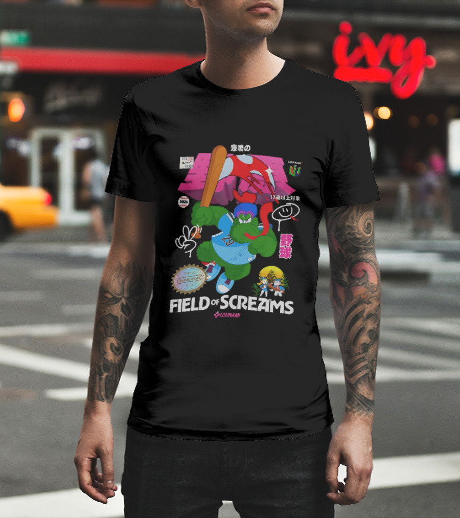 Field Of Screams Baseball 2026 Nintenlou Seal Lounami 17 T-Shirt