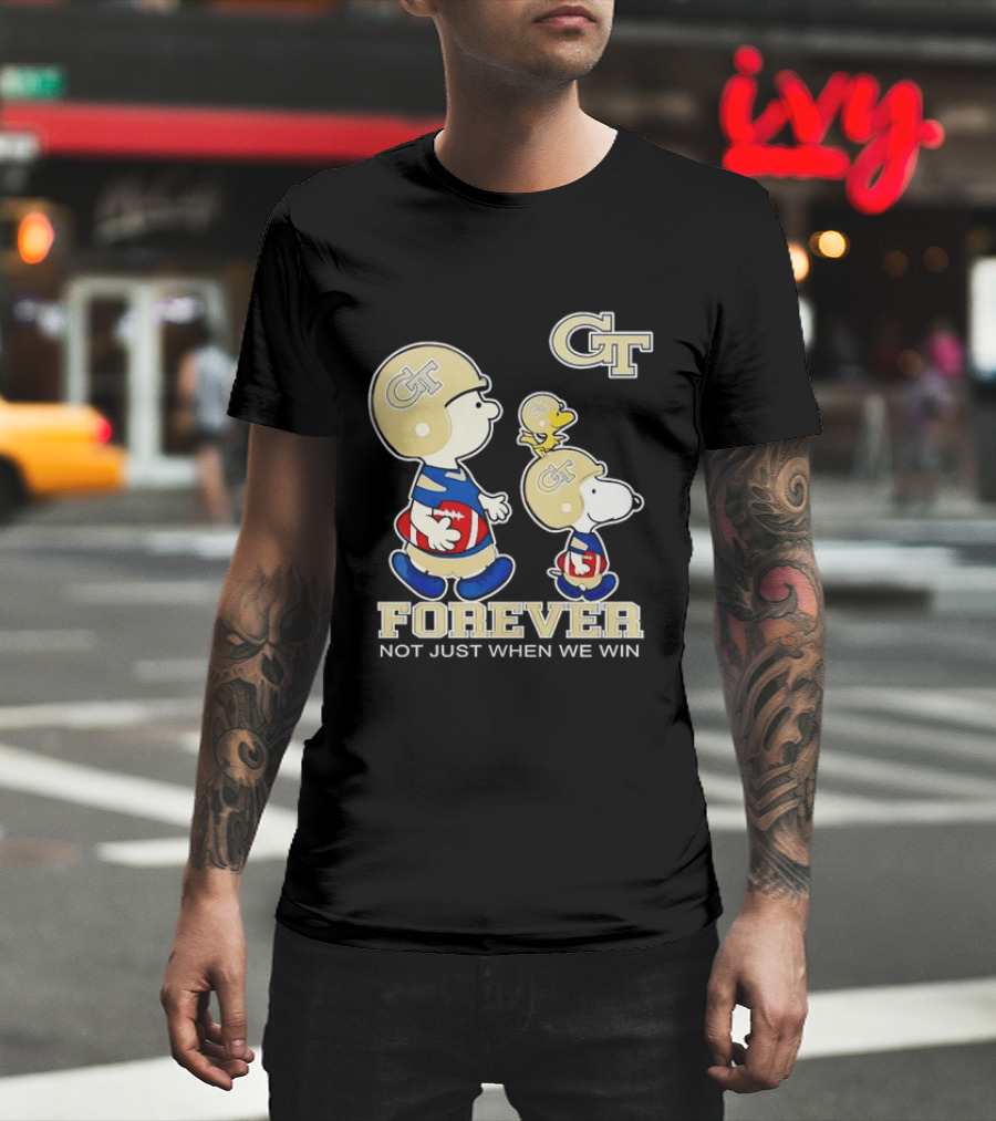 Snoopy Woodstock Charlie Brown Georgia Tech Yellow Jackets Forever Not Just When We Win T-Shirt
