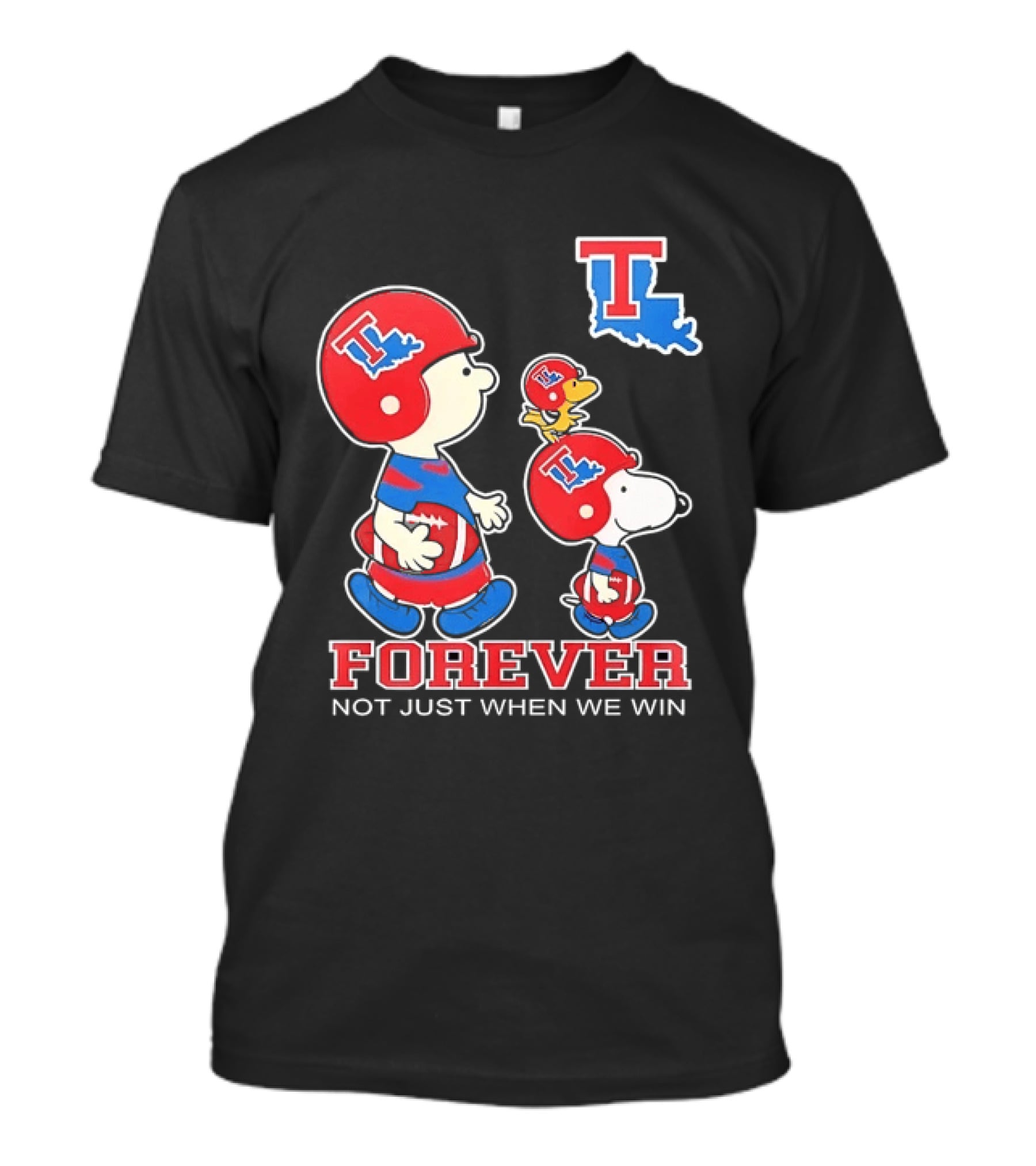 Charlie Brown Snoopy Woodstock Louisiana Tech Bulldogs Forever Not Just When We Win T-Shirt