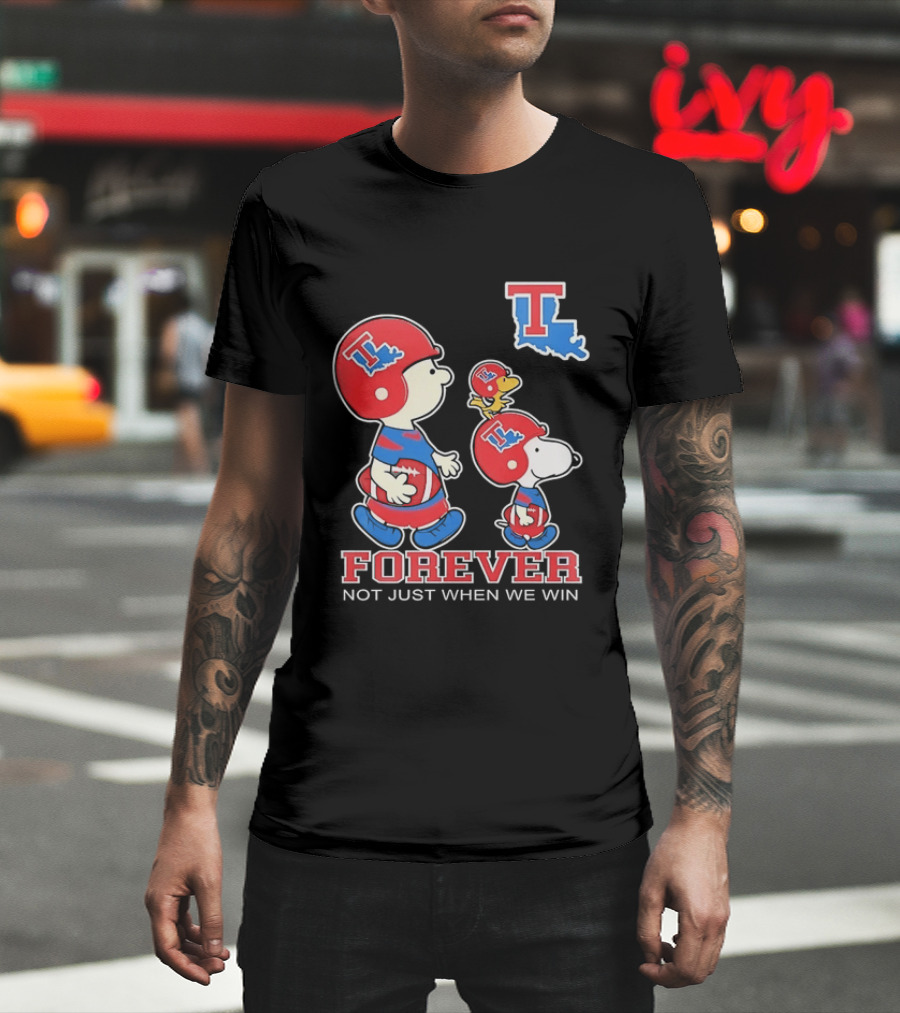 Charlie Brown Snoopy Woodstock Louisiana Tech Bulldogs Forever Not Just When We Win T-Shirt