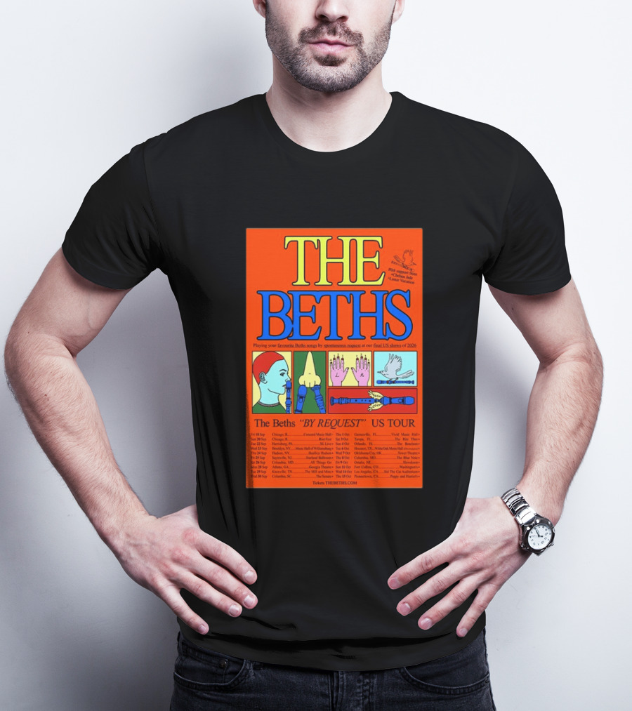 The Beths By Request US Tour 2026 Final Shows With Hands And Musical Notes T-Shirt