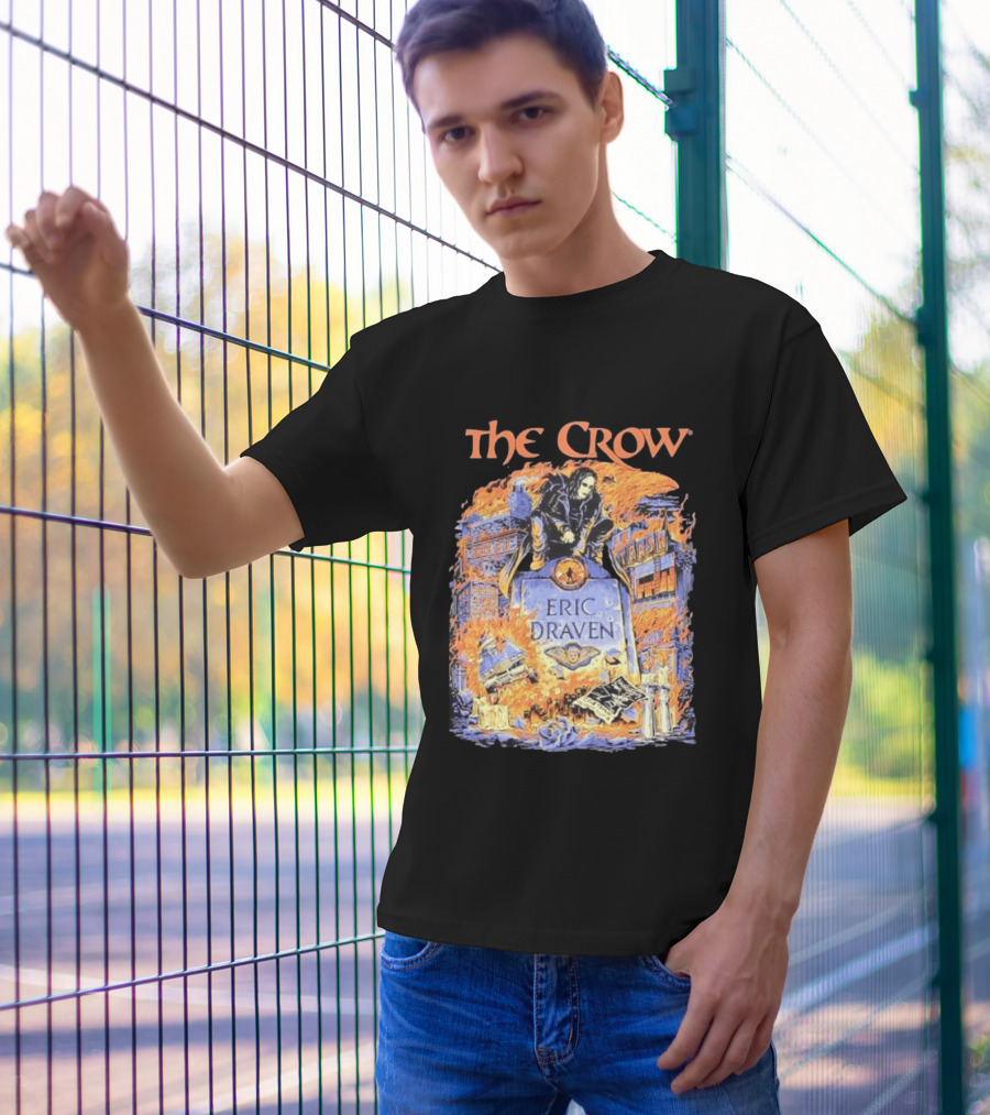 The Crow Eric Draven Devil's Night Trash City Buildings Flames T-Shirt