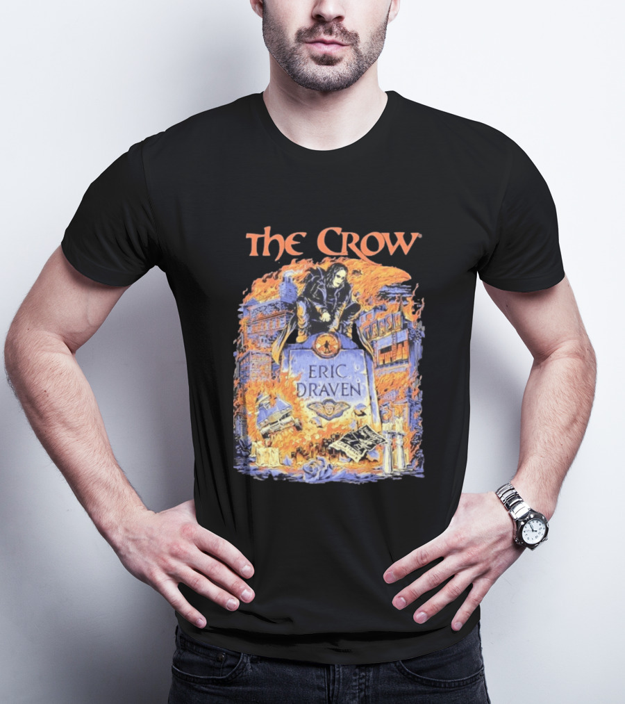 The Crow Eric Draven Devil's Night Trash City Buildings Flames T-Shirt