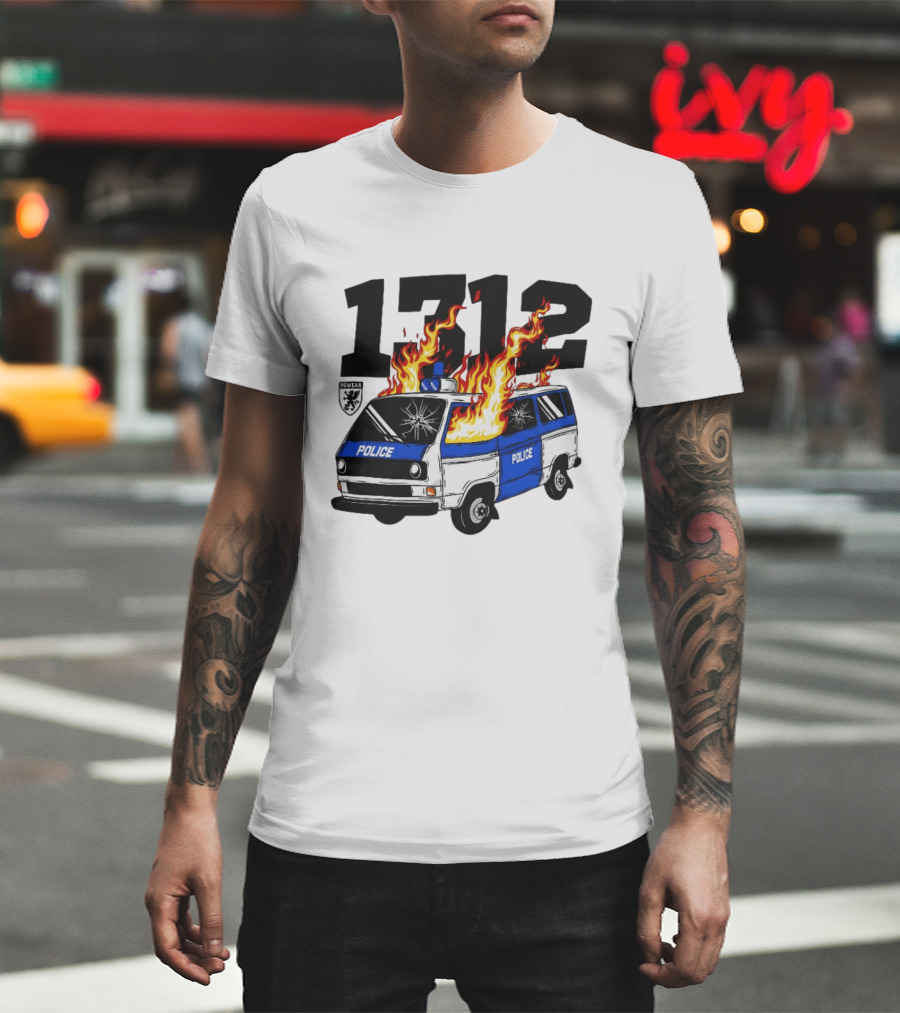 1312 Burning Police Van PGwear Anti Police T-Shirt