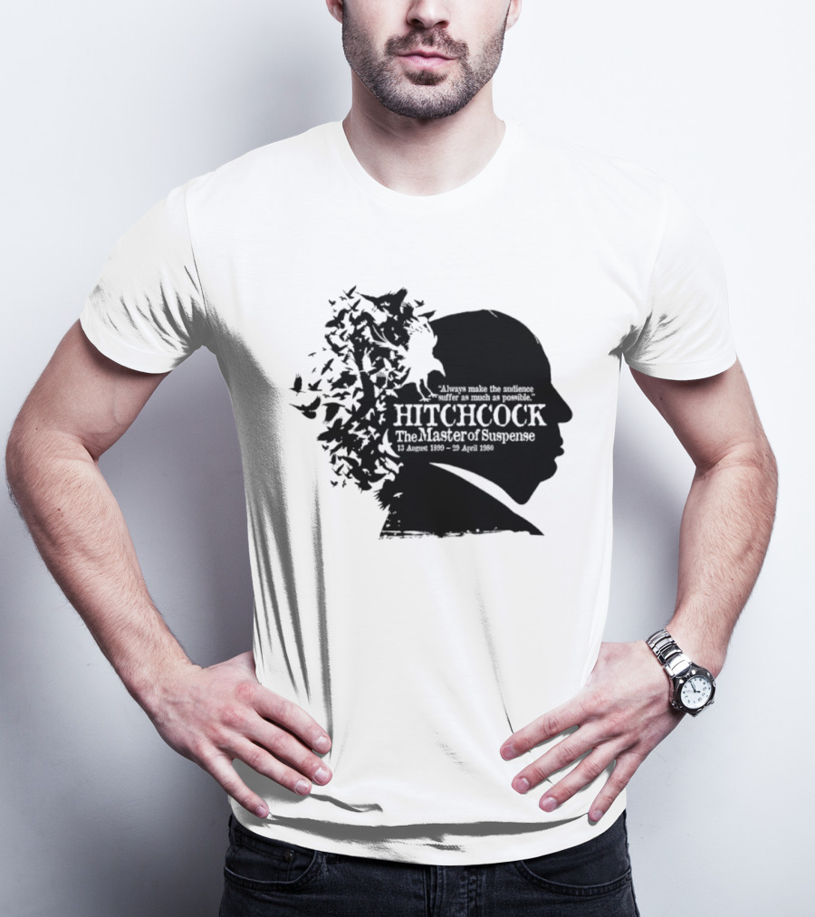 Alfred Hitchcock The Master Of Suspense Silhouette Birds 1899 1980 T-Shirt