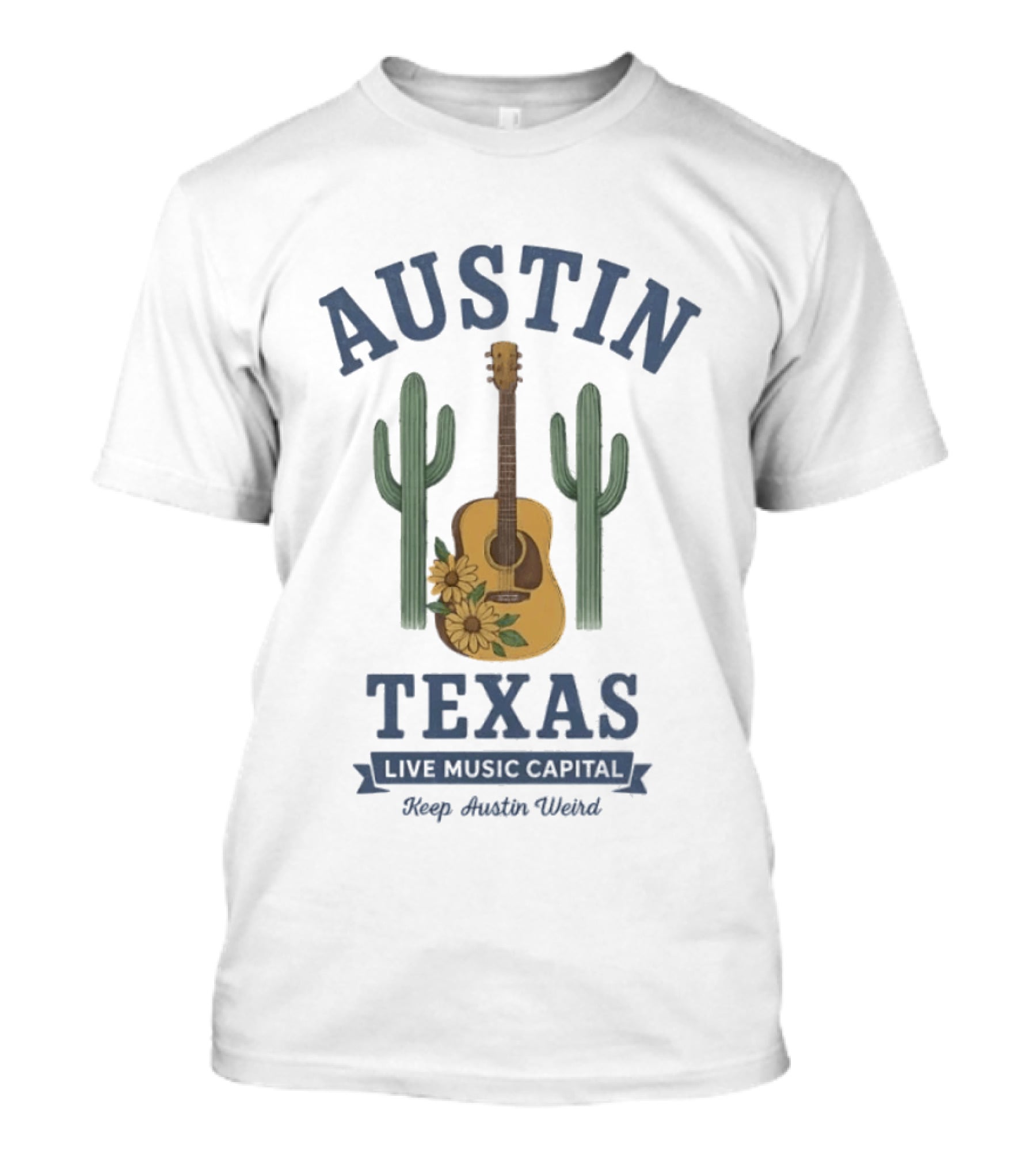 Austin Texas Live Music Capital Guitar Cactus Keep Austin Weird T-Shirt