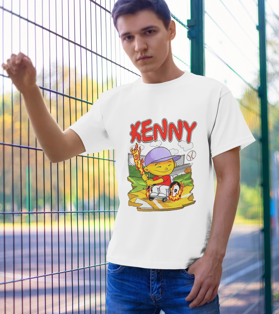 Kenny Kawaguchi Backyard Baseball Character Wheelchair Flames T-Shirt