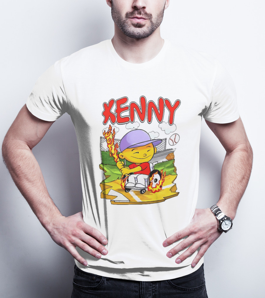 Kenny Kawaguchi Backyard Baseball Character Wheelchair Flames T-Shirt