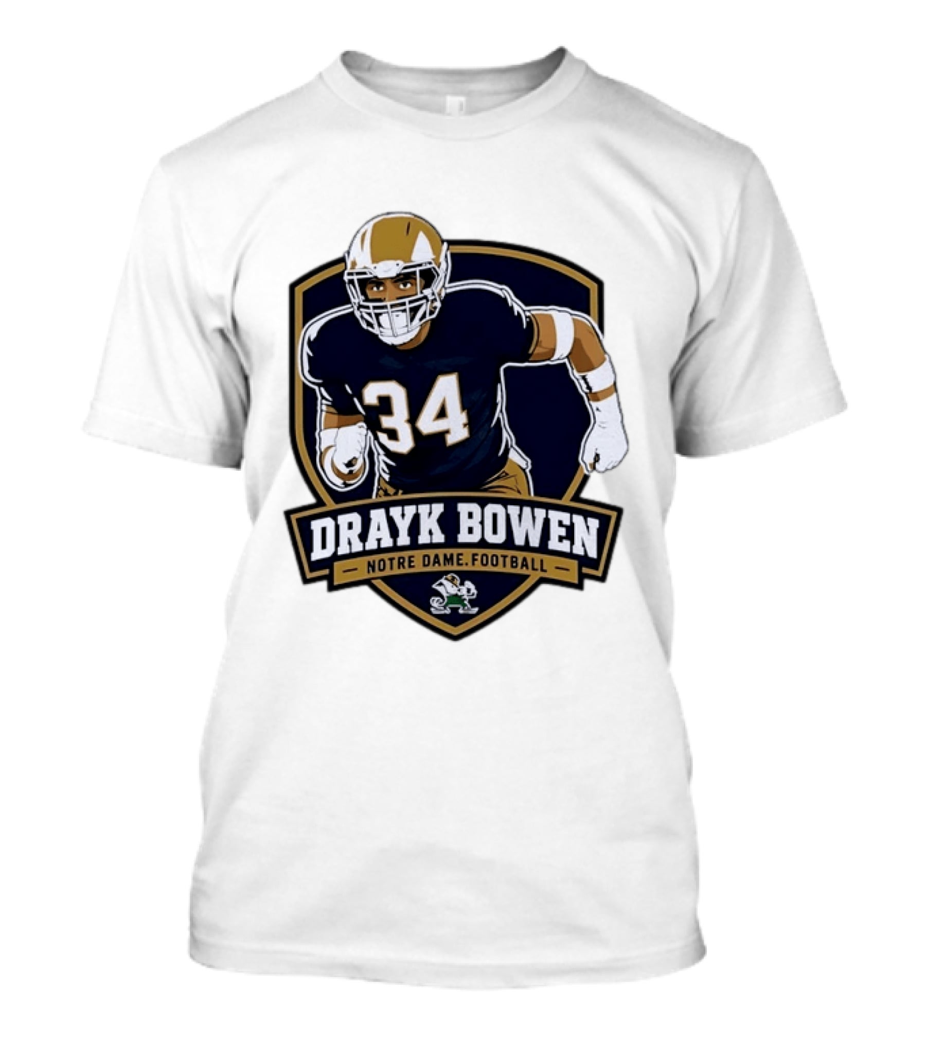 Drayk Bowen Notre Dame Football 34 Fighting Irish NCAA T-Shirt