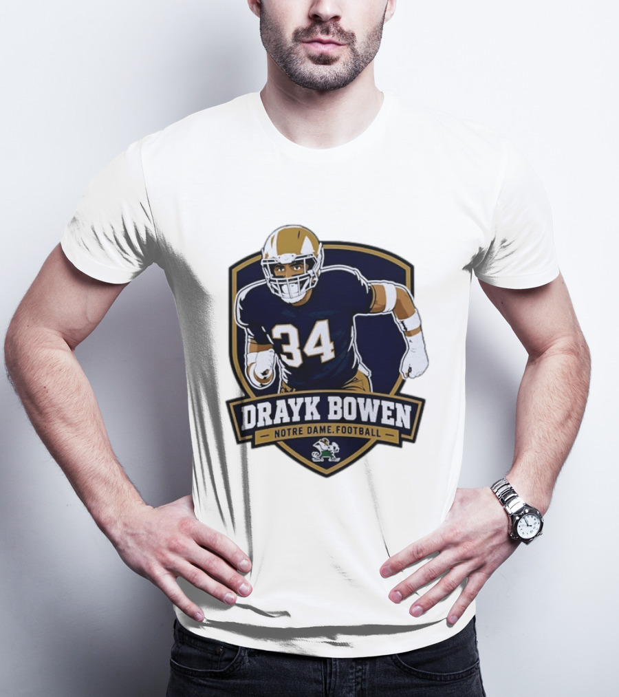Drayk Bowen Notre Dame Football 34 Fighting Irish NCAA T-Shirt