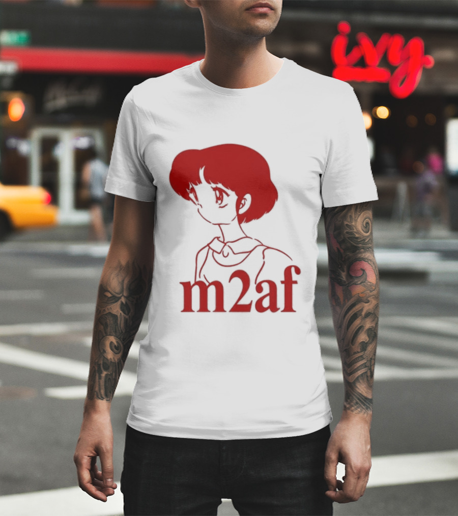 Nick M2af Ranma Anime Profile Red Sketch T-Shirt