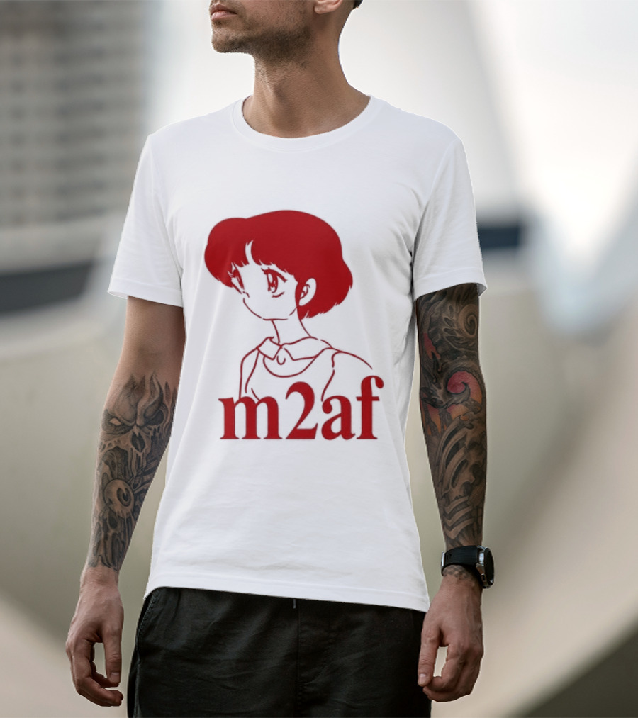 Nick M2af Ranma Anime Profile Red Sketch T-Shirt