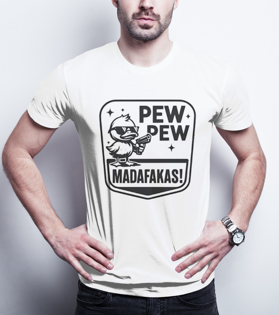 Pew Pew Madafakas Duck With Sunglasses T-Shirt