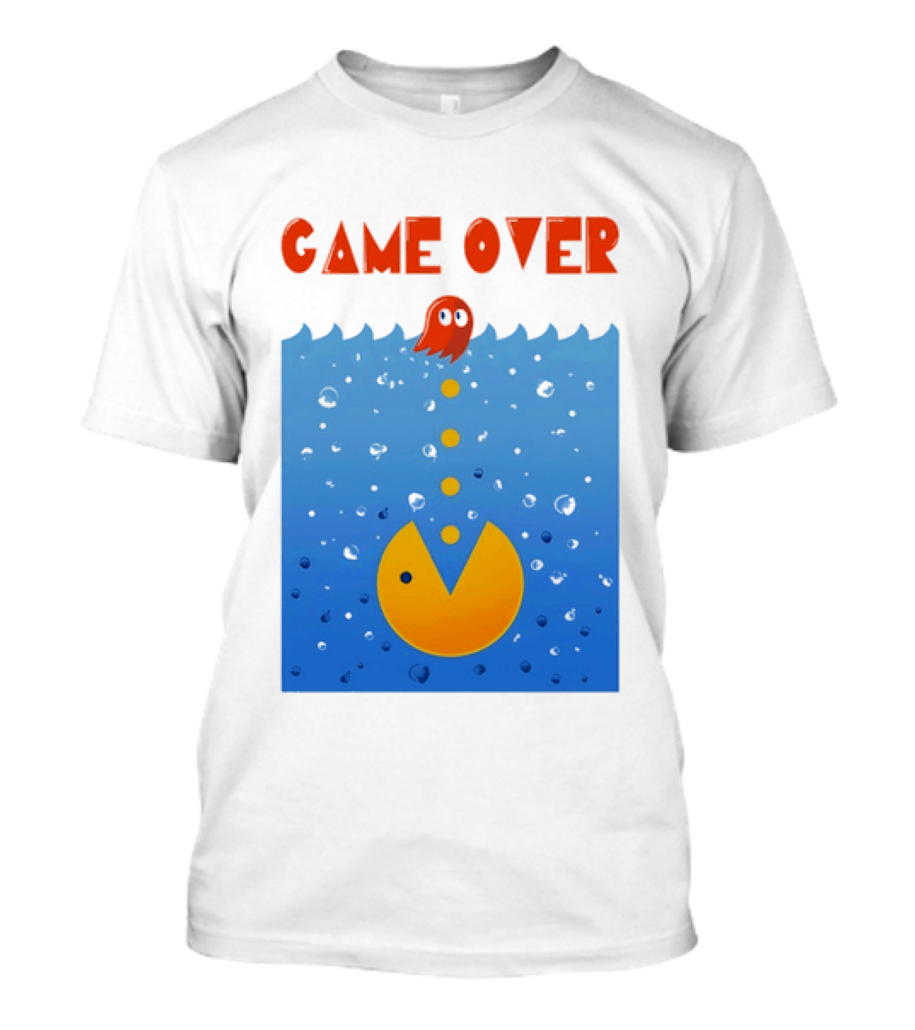 Pac Man Game Over Underwater Ghost Retro Gaming T-Shirt