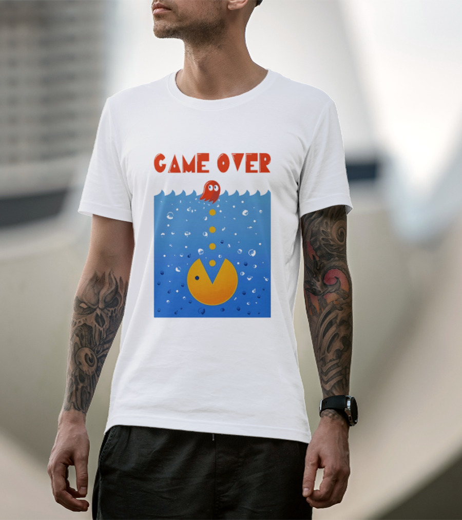 Pac Man Game Over Underwater Ghost Retro Gaming T-Shirt
