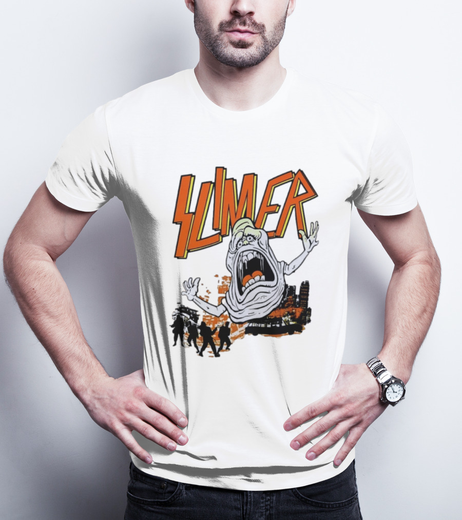 Slimer Ghostbusters 80s Movie Iconic Character Silhouette Scene T-Shirt