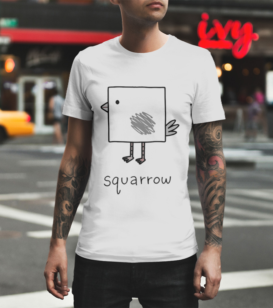 Squarrow Square Bird Doodle Animal Sketch T-Shirt