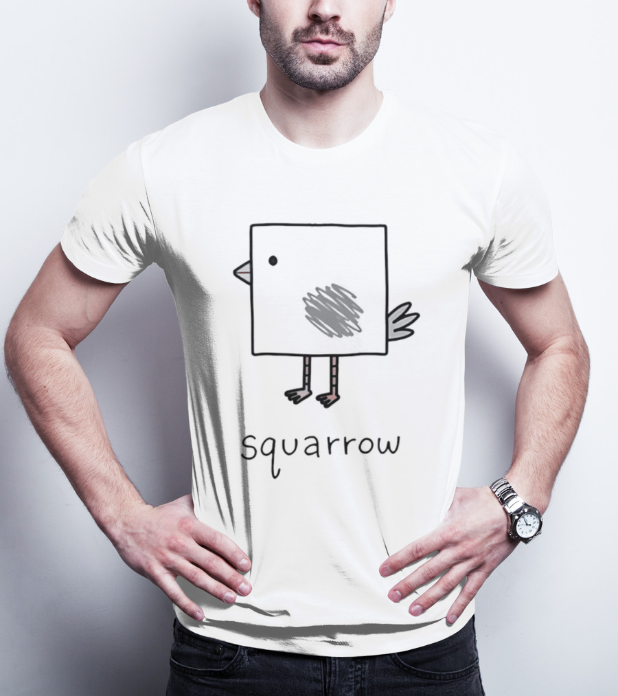 Squarrow Square Bird Doodle Animal Sketch T-Shirt