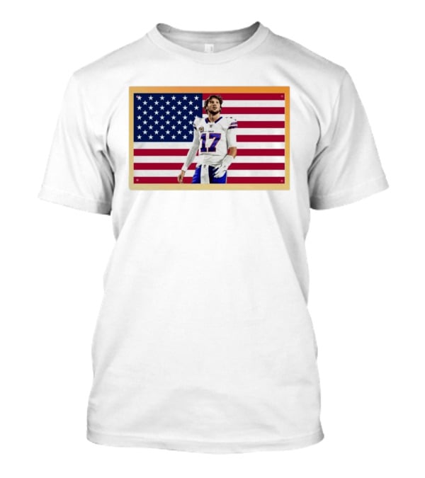 Josh Allen Buffalo Bills American Flag Football Star 17 T-Shirt