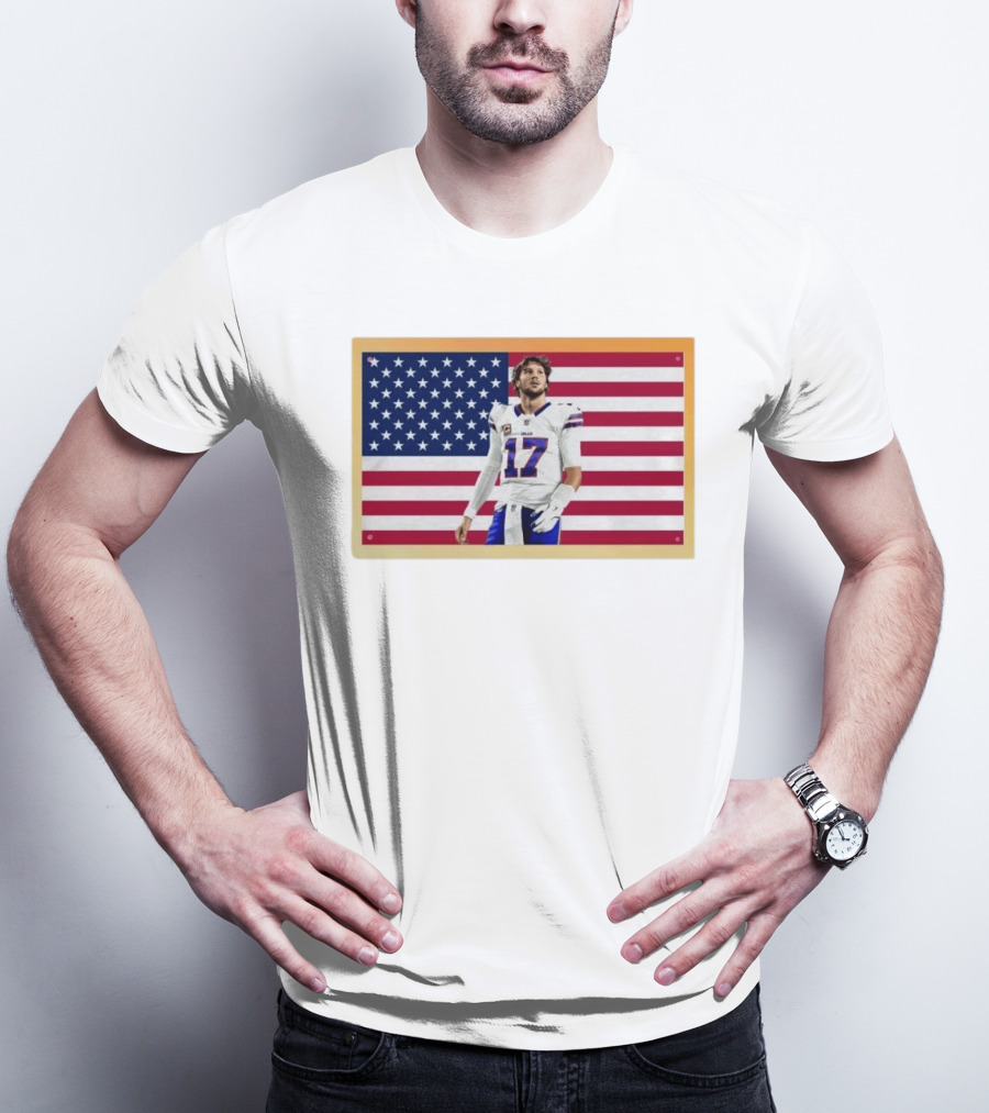 Josh Allen Buffalo Bills American Flag Football Star 17 T-Shirt
