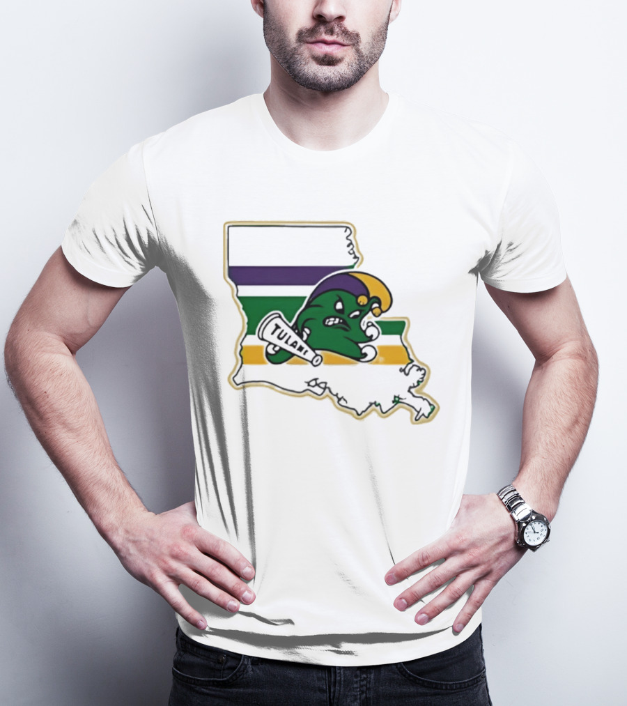 Tulane Green Wave Louisiana Mardi Gras Map T-Shirt