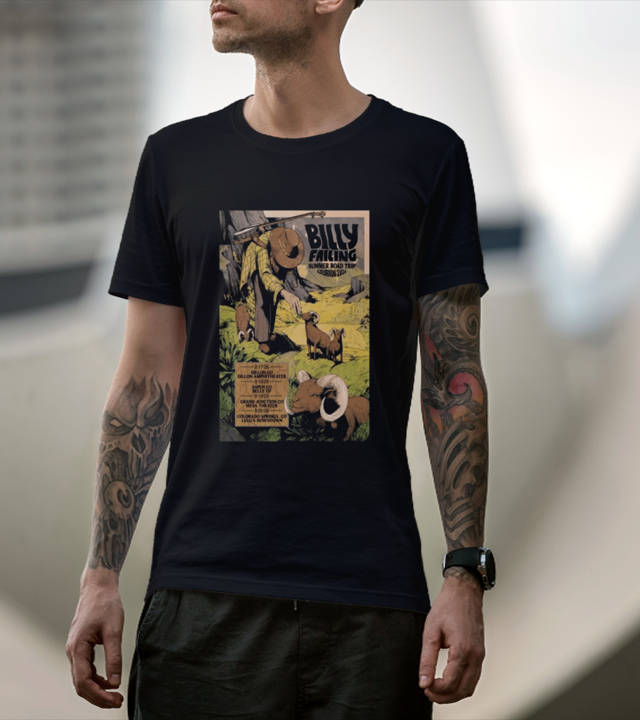 Billy Failing Summer Road Trip Colorado 2026 Grand Junction Lulu's Downtown Meadow Park Theater Dillon Amphitheater T-Shirt