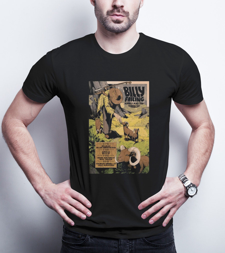 Billy Failing Summer Road Trip Colorado 2026 Grand Junction Lulu's Downtown Meadow Park Theater Dillon Amphitheater T-Shirt