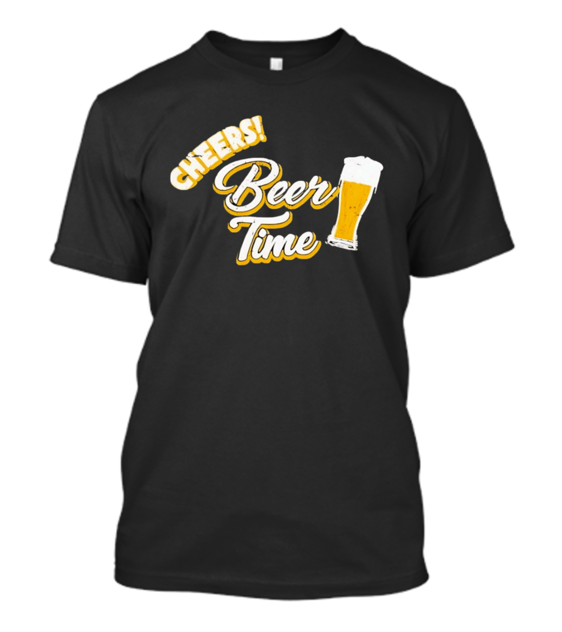Cheers Beer Time Distressed Alcohol Drinking T-Shirt