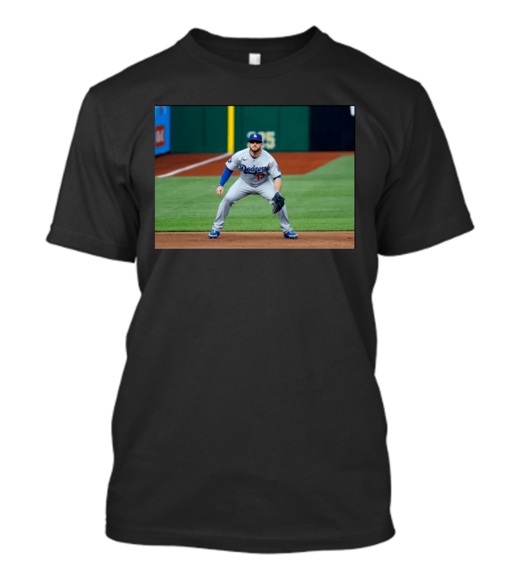 Los Angeles Dodgers Max Muncy Jersey Number 13 Third Baseman Action Shot T-Shirt