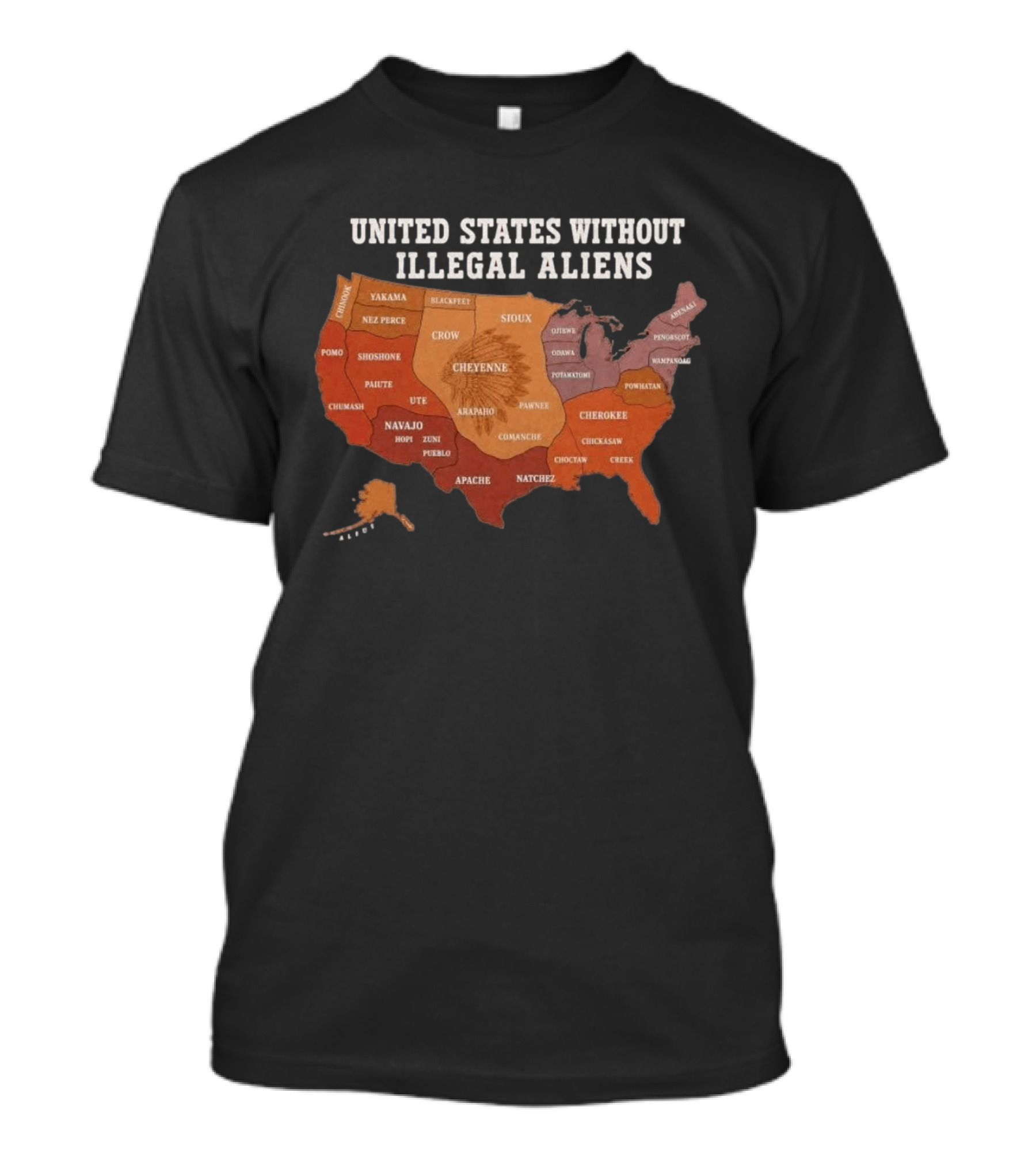 United States Without Illegal Aliens Native Americans Tribal Map T-Shirt