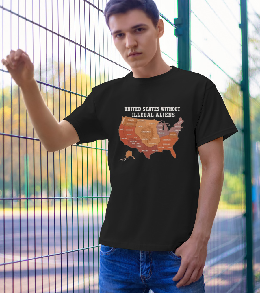 United States Without Illegal Aliens Native Americans Tribal Map T-Shirt