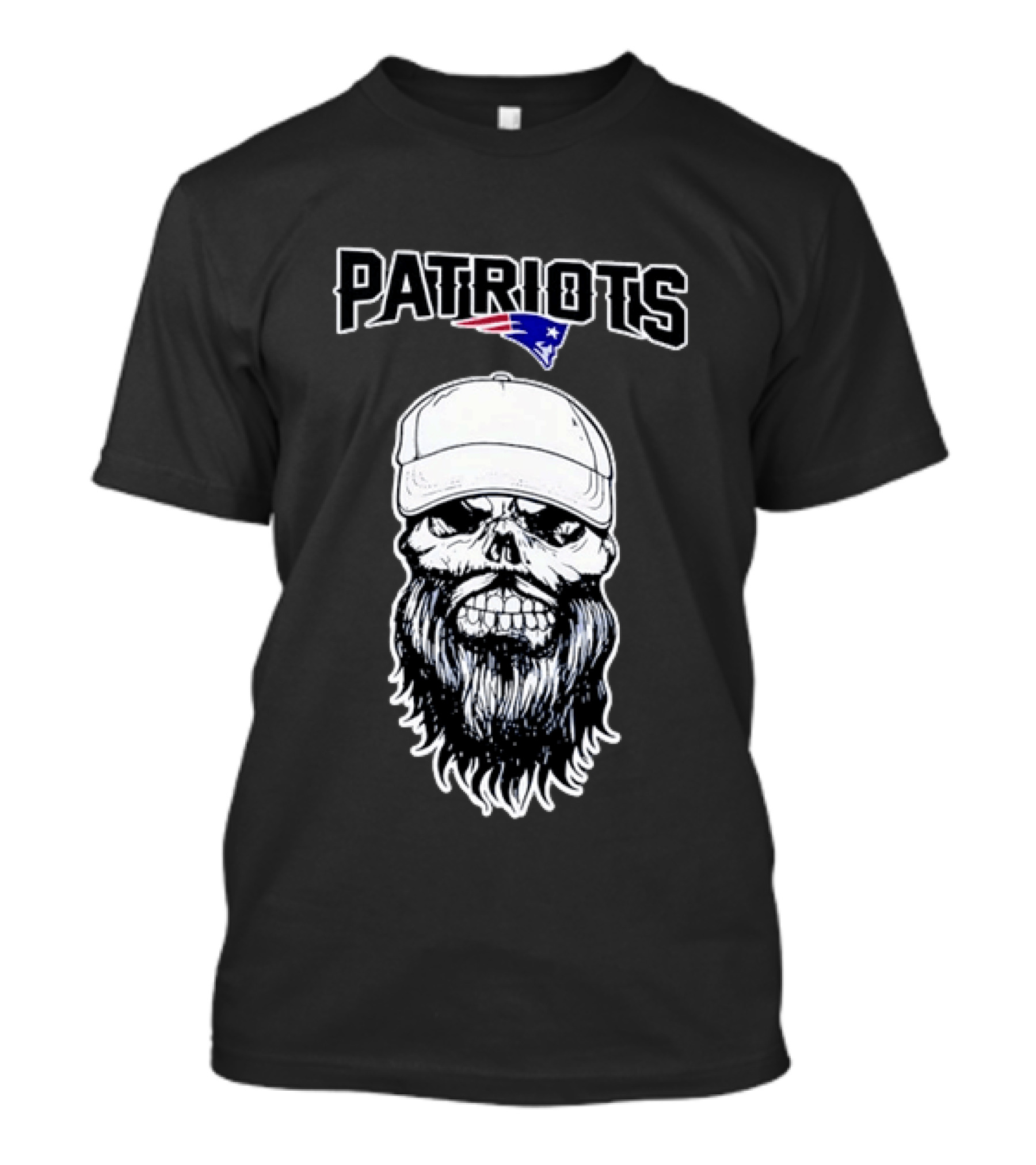 Patriots Bearded Skull With Cap Football Fan T-Shirt