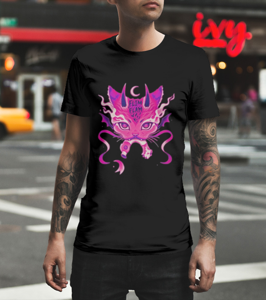 Flim Flam Flamingo DevilCat Fantasy T-Shirt