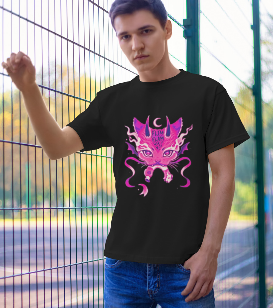 Flim Flam Flamingo DevilCat Fantasy T-Shirt