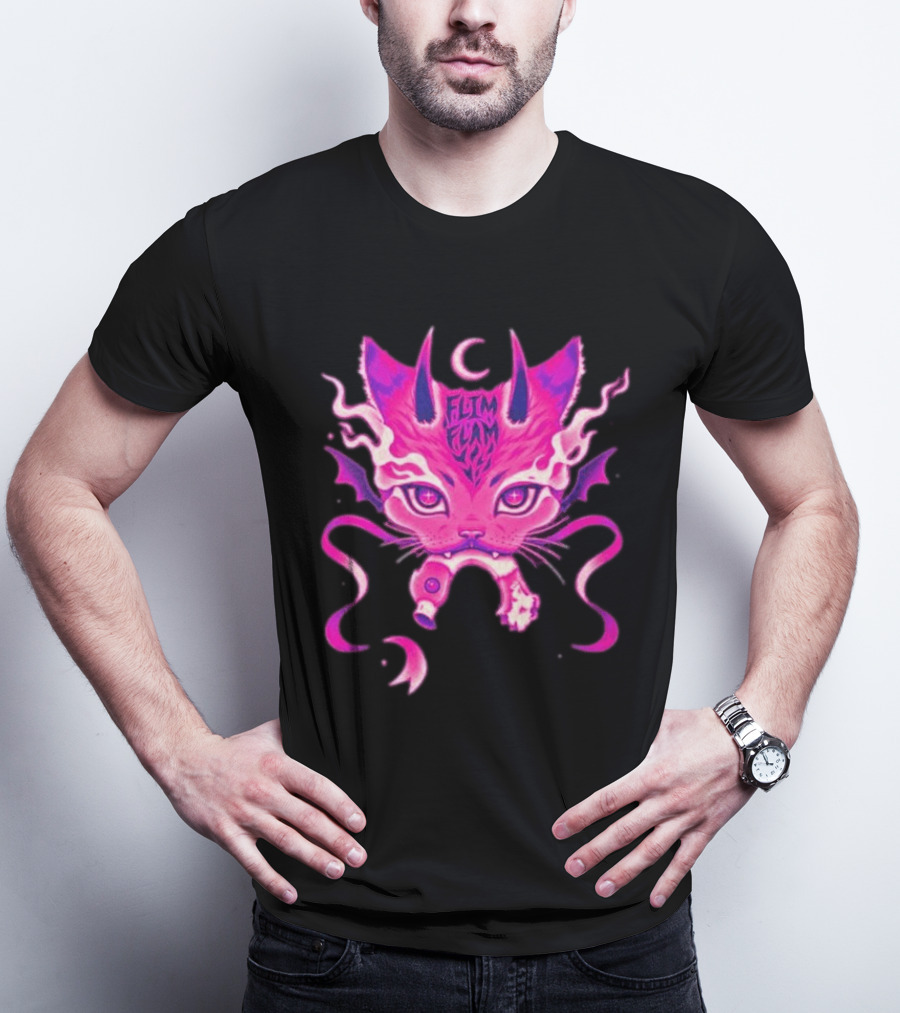 Flim Flam Flamingo DevilCat Fantasy T-Shirt