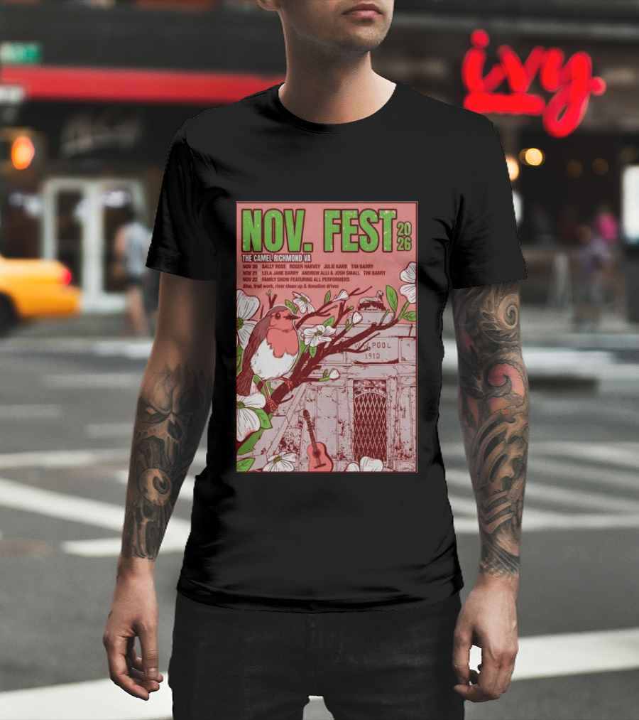 Nov. Fest 2026 The Camel Richmond VA Sally Rose Roger Harvey Julie Karr Tim Barry Lela Jane Barry Andrew Alli Josh Small Family Show T-Shirt