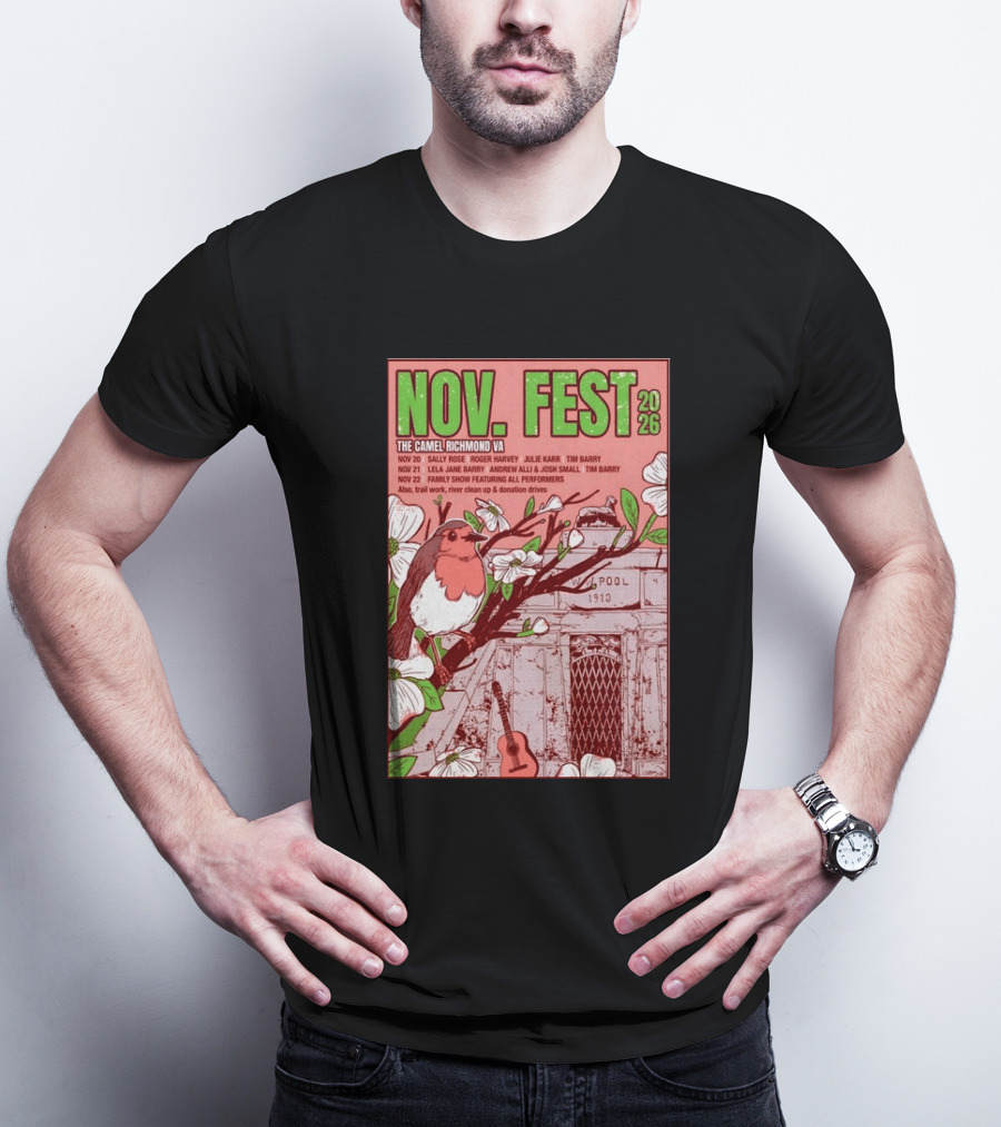 Nov. Fest 2026 The Camel Richmond VA Sally Rose Roger Harvey Julie Karr Tim Barry Lela Jane Barry Andrew Alli Josh Small Family Show T-Shirt
