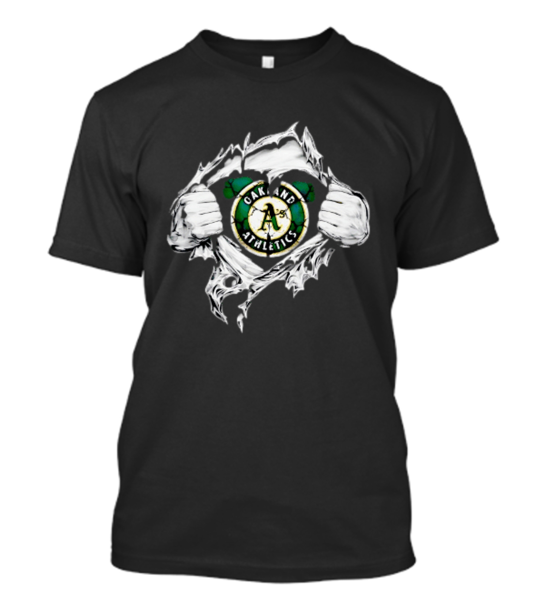 Oakland Athletics Ripped Chest A's MLB Team Spirit T-Shirt