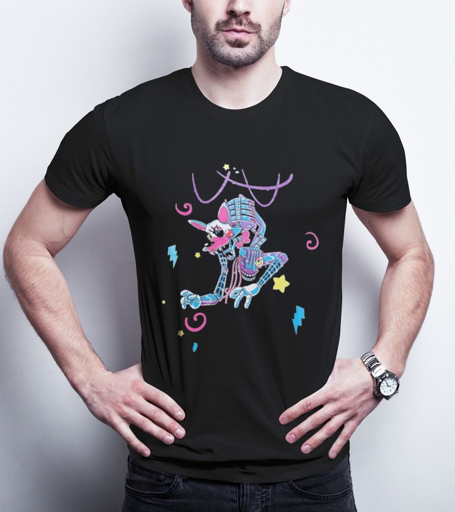 HEX X FNaF BTS Blacklight Mangle Purple Signature Stars Lightning Swirls T-Shirt