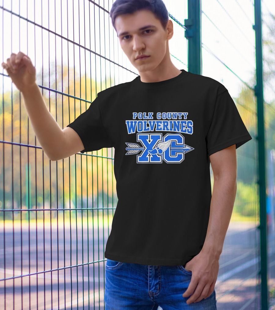 Polk County Wolverines XC Cross Country Arrow And Winged Foot T-Shirt