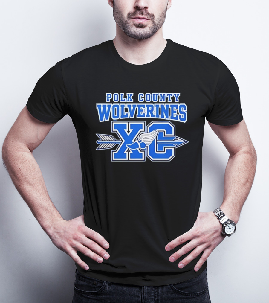 Polk County Wolverines XC Cross Country Arrow And Winged Foot T-Shirt