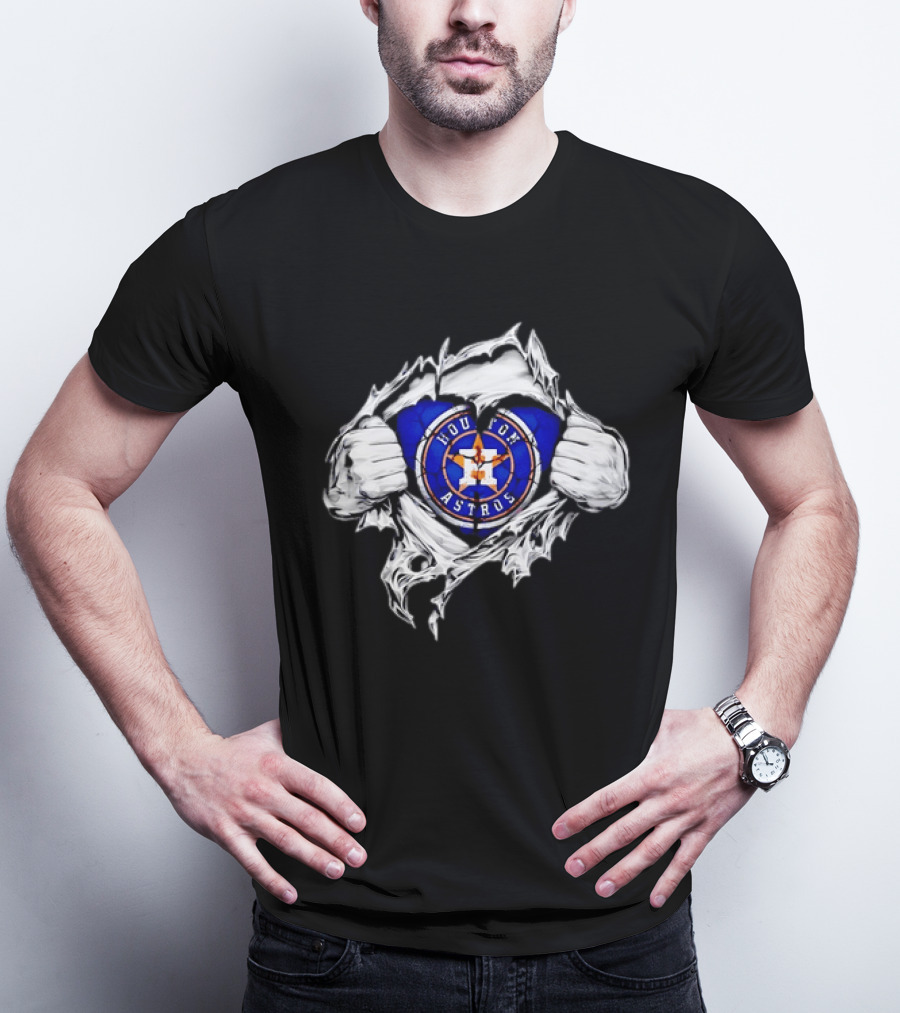 Houston Astros Ripped Skin MLB Baseball Hidden T-Shirt